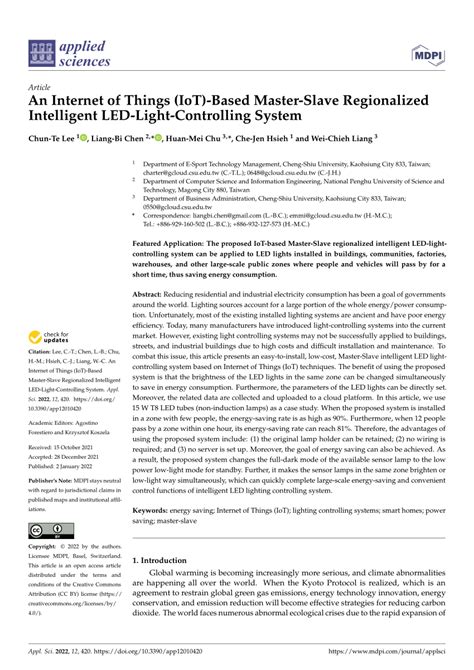 Pdf An Internet Of Things Iot Based Master Slave Regionalized Intelligent Led Light