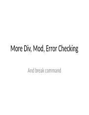 Understanding Div Mod Error Checking A Comprehensive Guide Course Hero