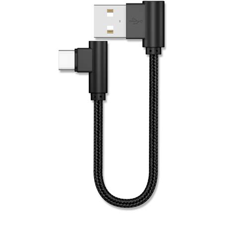 Angled USB A USB C Cable Black 0 25 Meter Sds