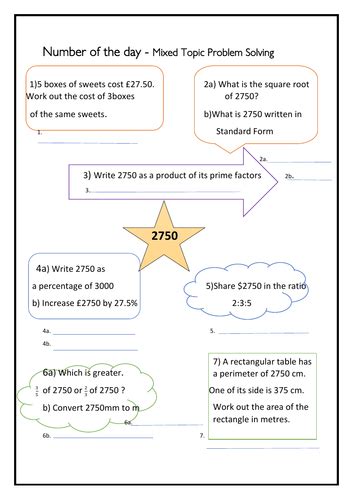 Number Of The Day Mixed Topic Problem Solving Key Stage234