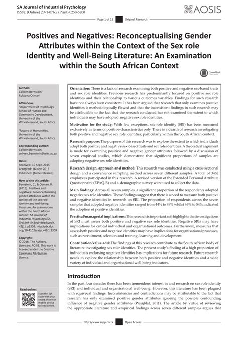 Pdf Positives And Negatives Reconceptualising Gender Attributes