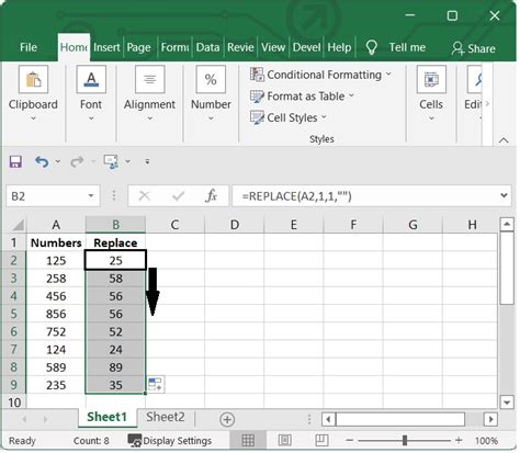Excel 如何改变或查找并替换单元格中的第一个数字极客教程