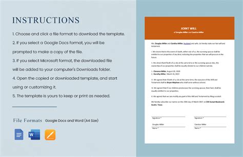 Basic Joint Will Template In Word Google Docs Download Template Net