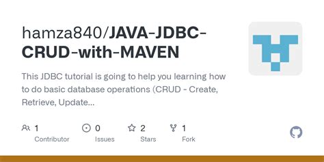 Github Hamza840java Jdbc Crud With Maven This Jdbc Tutorial Is Going To Help You Learning