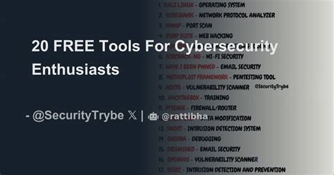 20 Free Tools For Cybersecurity Enthusiasts Thread From Security Trybe Securitytrybe Rattibha