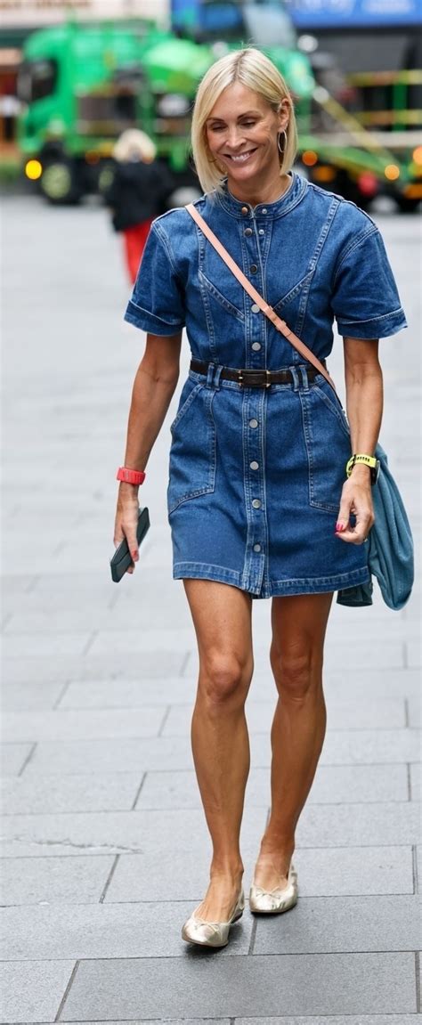 Jenni Falconers Denim Minidress Moment In London • Celebmafia