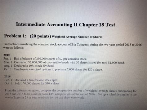 Solved Intermediate Accounting Ii Chapter 18 Test Problem 1