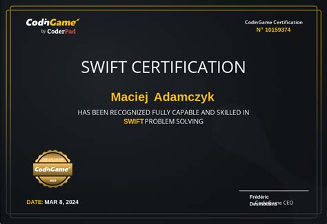 Codingame Certification Codingame Certification