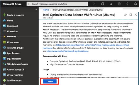 Intel Optimized Data Science Virtual Machine On Microsoft Azure