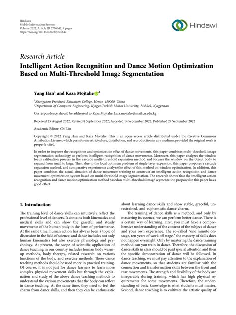 Pdf Intelligent Action Recognition And Dance Motion Optimization Based On Multi Threshold