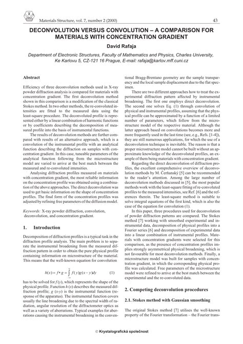Pdf Deconvolution Versus Convolution A Comparison For Materials With