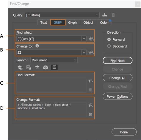 find and replace using grep expressions and queries