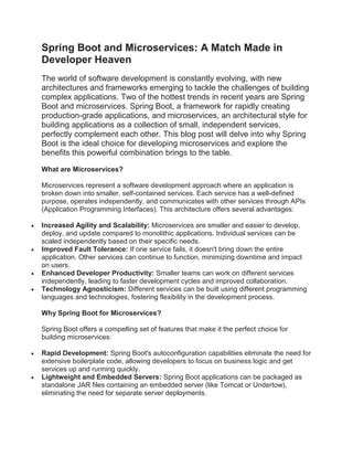 Best Spring Boot MicroServices Classroom Online Training Naresh IT DOCX