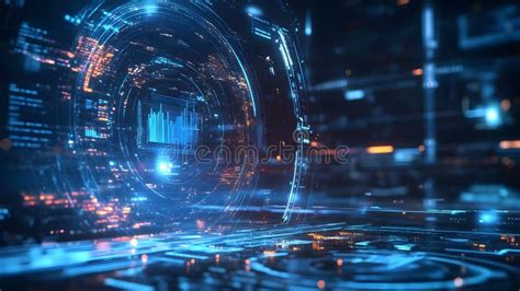 Futuristic Digital Interface With Glowing Data Streams And Graphics