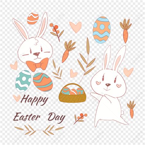 부활절 일러스트 만화 토끼와 달걀메시지캐릭터그어진 Png 일러스트 무료 다운로드 Lovepik