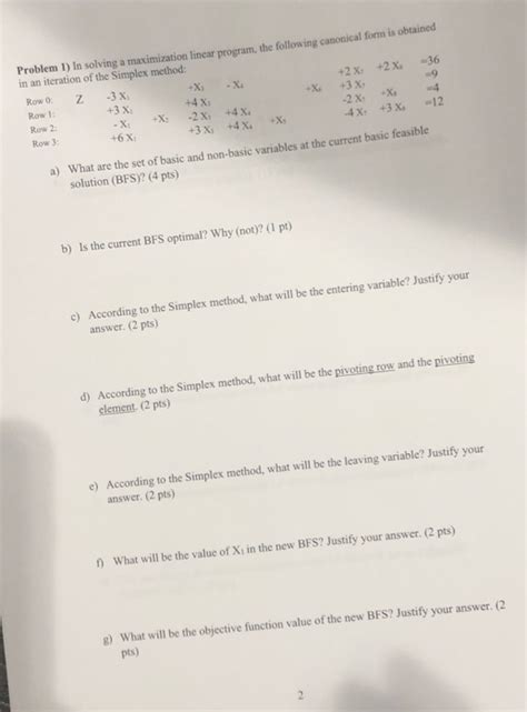 Solved Problem 1 In Solving A Maximization Linear Program