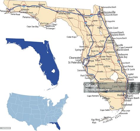 Florida Highway Map Pdf Laminated Road Map Usa South East Borch