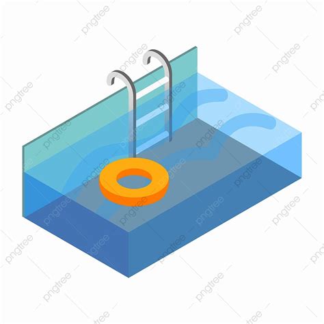 Gambar Tangga Ikon 3d Isometrik Kolam Renang Dengan Latar Belakang
