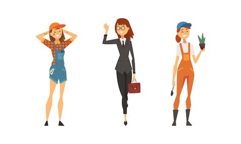 Premium Vector Woman Engaged In Different Profession As Gender Or Sexual Equality Vector Set