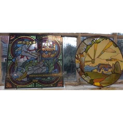 A Circular Glass Plaque With Landscape Decoration 26cm Diameter And A Hussingtree Square Glass Plaqu