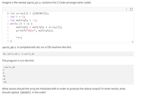 Solved Imagine A File Named Part Q C Contains This C Code Chegg