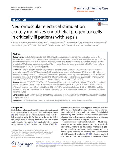 Pdf Neuromuscular Electrical Stimulation Acutely Mobilizes