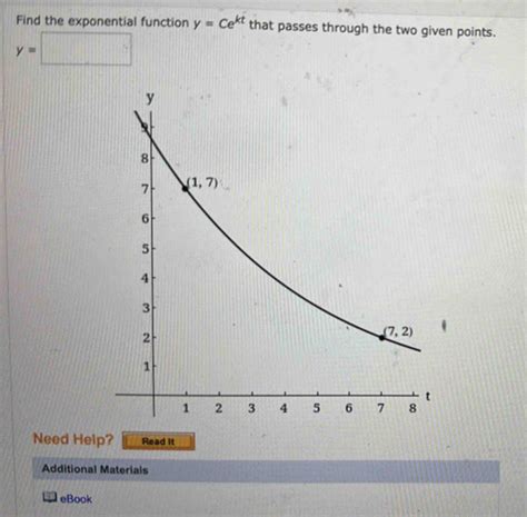 solved find the exponential function y ce kt that passes through the
