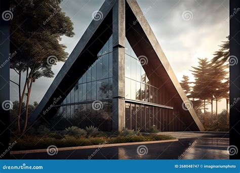 The Exterior Of A Futuristic Deconstructive Industrial Building Boasts