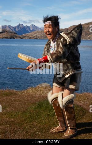 Shaman Dancing With Tabour Greenland Ammassalik East Greenland