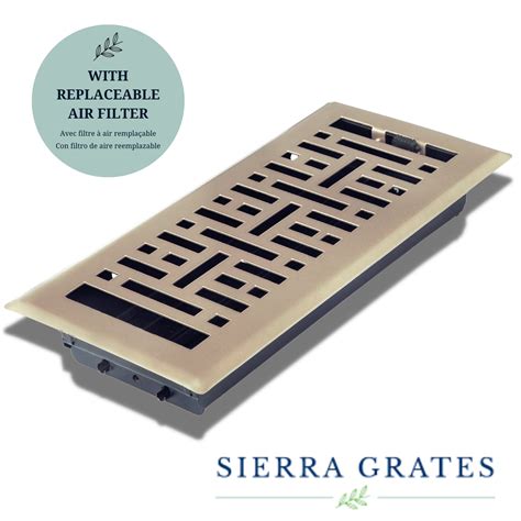 Sierra Grates 4” X 10 Metro Design Floor Register With Air Filter