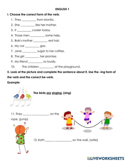 Verb Online Exercise For 1 Live Worksheets