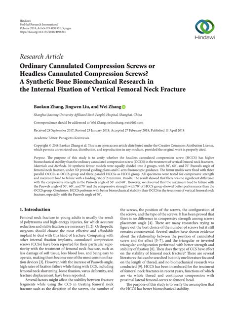 Pdf Ordinary Cannulated Compression Screws Or Headless Cannulated