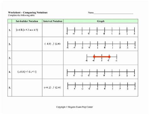 Set Builder Notation Worksheet With Interval Notation