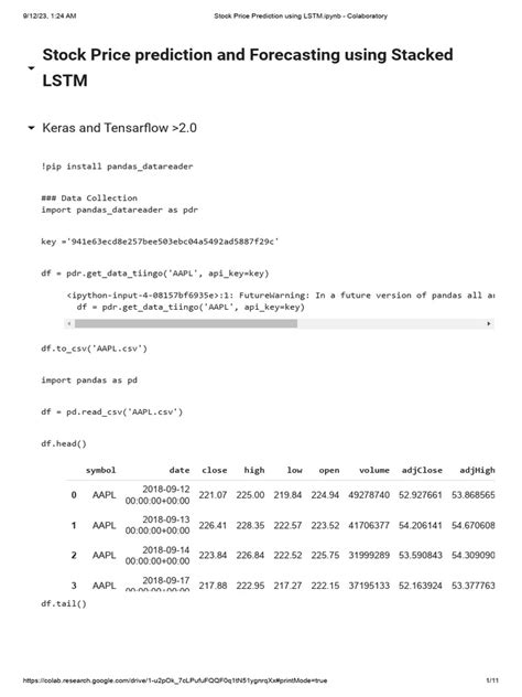 stock price prediction using lstm pdf