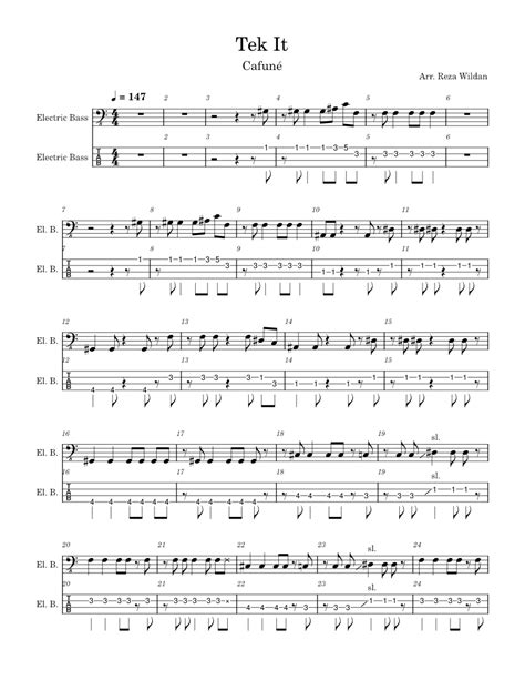 Tek It Cafuné Bass Tab Sheet Music For Bass Guitar Mixed Duet