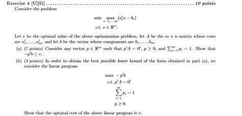 Exercise 4 U G 10 Points Consider The Problem Min Maxi1m Ai