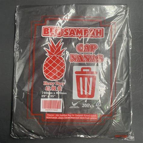 Economy Garbage Bag Large [ Cap Nanas ] Hdpe Beg Sampah 20pcs Black Plastik Sampah Lazada