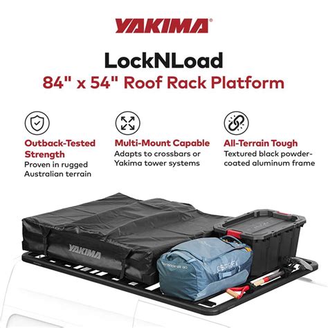 Yakima 84 By 54 Inch Locknload 3 Bar System Heavy Duty Roof Rack