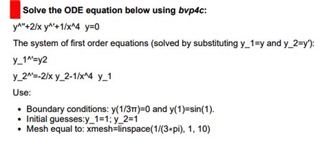 Solved Solve The Ode Equation Below Using Bvp4c Y2x