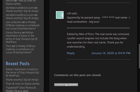 Trying To Find Information About A Porn Actor Who May Have Passed Away