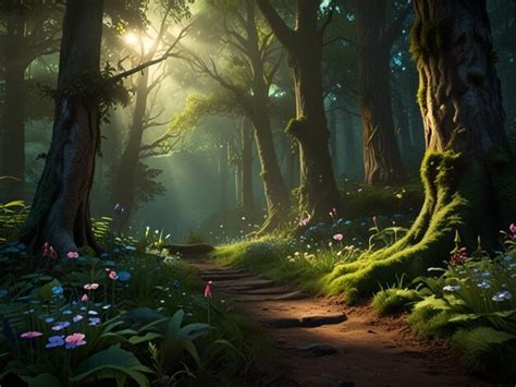 Premium Photo Fantasy Trees Forest Hd Wallpaper Digital Art