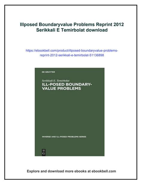 Illposed Boundaryvalue Problems Reprint 2012 Serikkali E Temirbolat Pdf