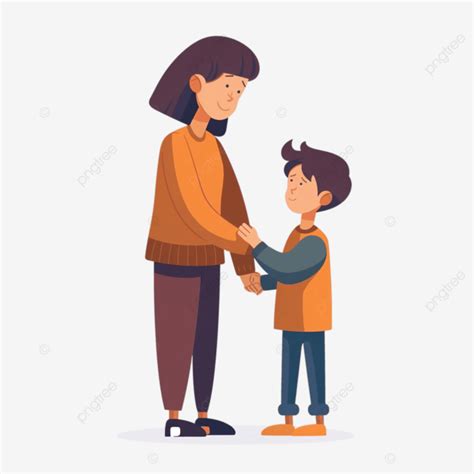 Reassuring Mother Semi Flat Color Characters Cartoon Character 2d