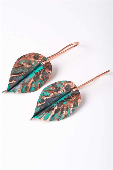 Buy Our Copper Patina Leaf Earrings Handmade Jewellery Ireland