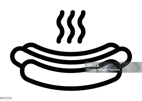 김이 나는 핫도그의 벡터 아이콘으로 패스트 푸드 스낵 및 레스토랑 테마 디자인 또는 응용 프로그램에 적합합니다 편집 가능한 획 검은색에 대한 스톡 벡터 아트 및 기타 이미지