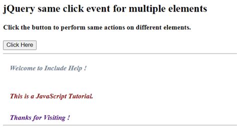 JQuery Same Click Event For Multiple Elements