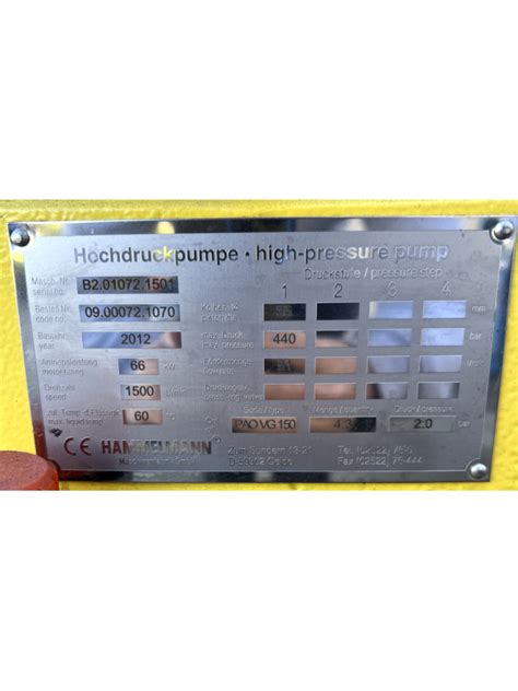 Hammelmann 09 00072 1070 Pompa Ad Alta Pressione
