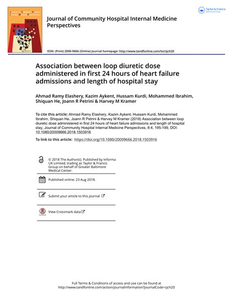 Pdf Association Between Loop Diuretic Dose Administered In First 24