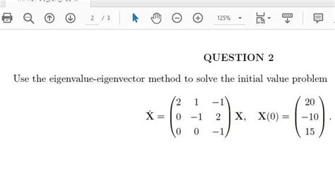 Solved 273 125 M Question 2 Use The Eigenvalue Eigenvector