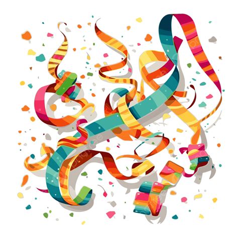Party Streamers Sticker Clipart Colorful Confetti And Ribbons